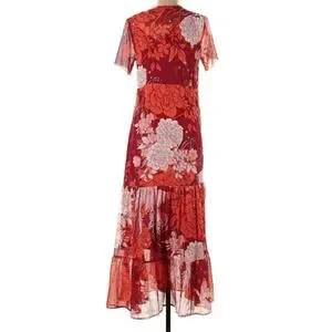 Free People | Dresses | Free People Red Xs Floral Boho Maxi Dress ...
